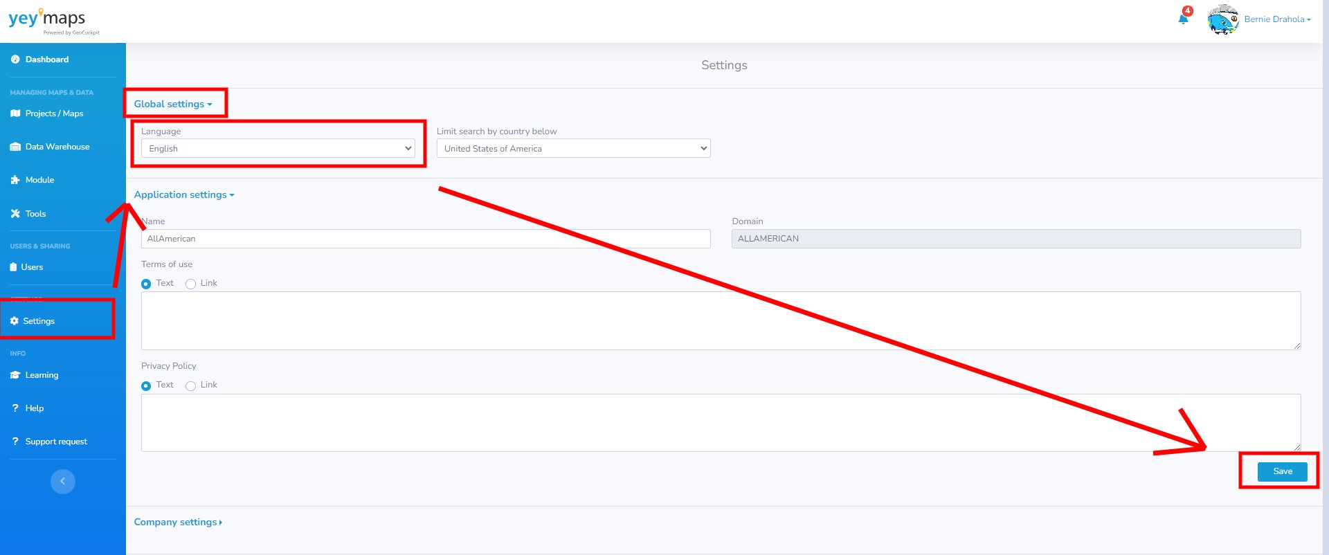 Changing Your Default Language - yey'maps knowledge base