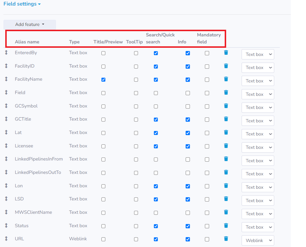 Exploring the Field Settings Section on the Layer Settings Page - yey'maps knowledge base